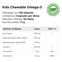 Žuvų taukai vaikams KIDS CHEWABLE OMEGA-3